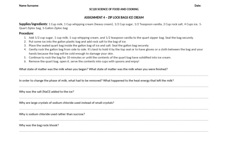 Assignment 4 - Cooking Exp | PDF | Sodium Chloride | Salt