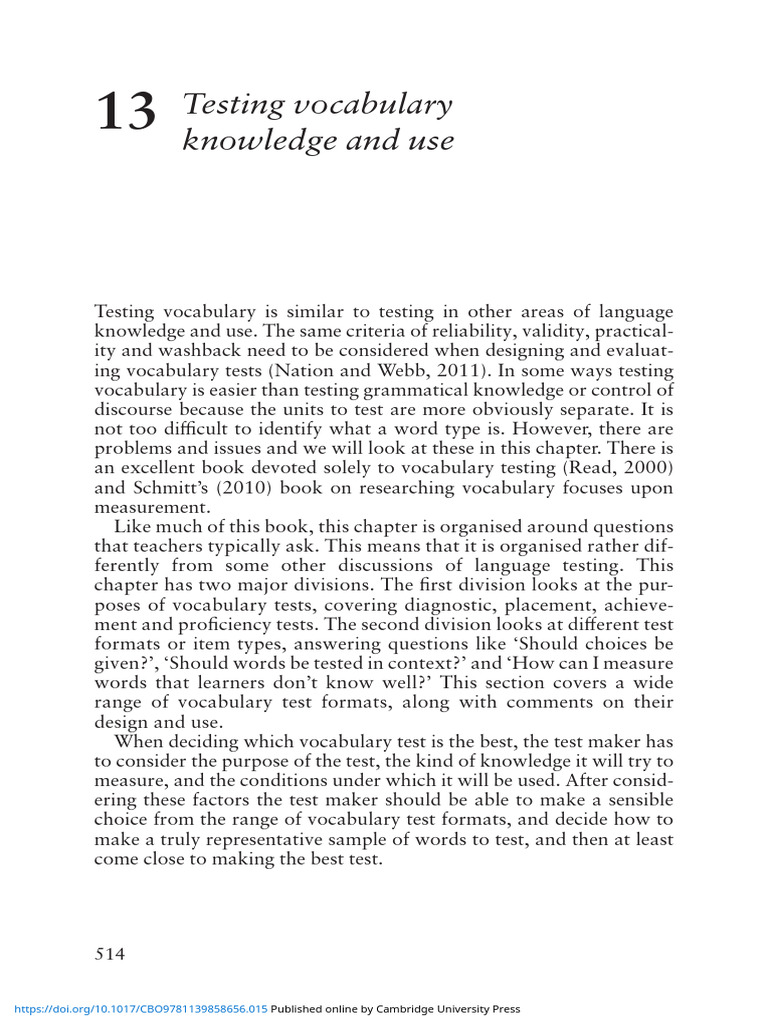 testing-vocabulary-knowledge-and-use | PDF | Vocabulary | Learning