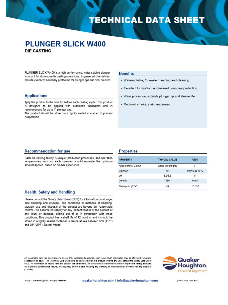 TDS Plunger Slick W400 EN | PDF