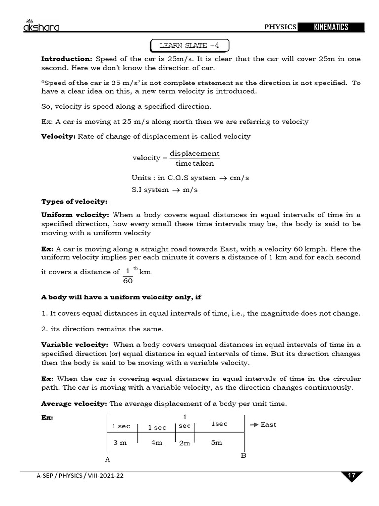 Kinematics: Understanding Velocity and Acceleration | PDF ...
