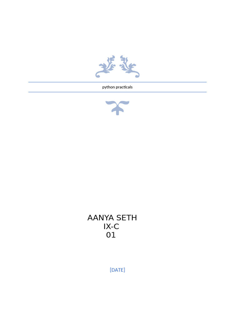 Aanya Seth Ix-C 01: Python Practicals | PDF
