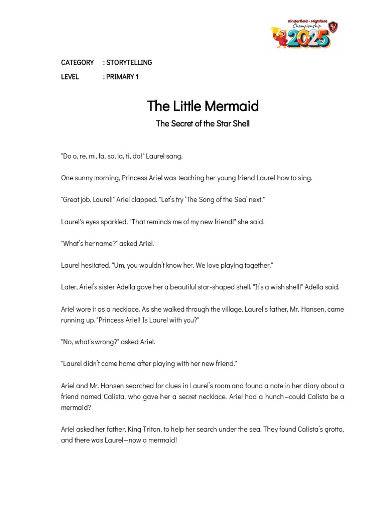 Storytelling Text - Primary Championship 2025 | PDF