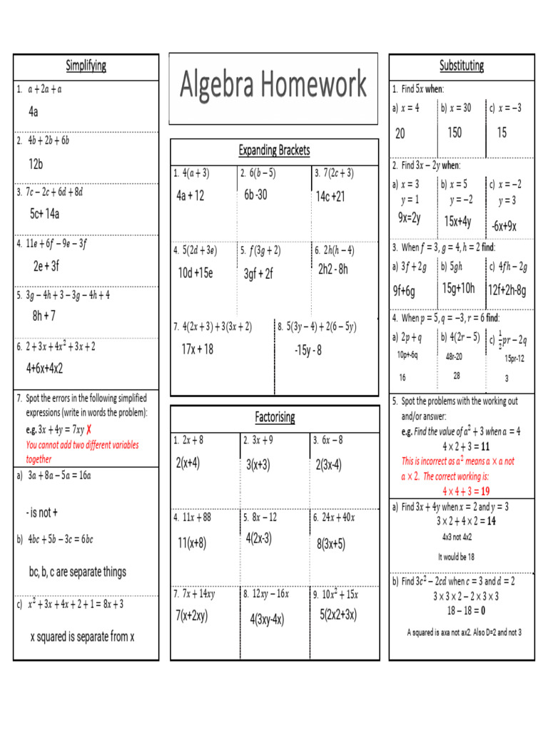 Algebra Worksheet | PDF | Mathematics | Applied Mathematics