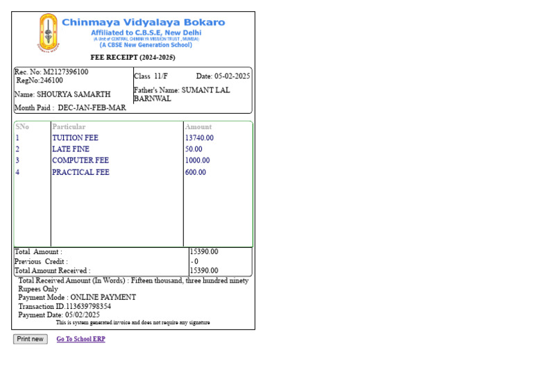 Erp - Cvbokaro.in ERP ERPMODULE M Receipt - Aspx | PDF