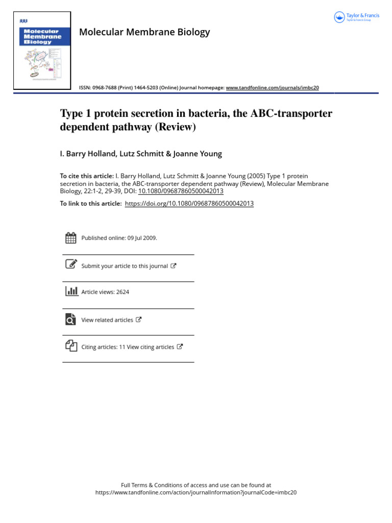 Type 1 Protein Secretion in Bacteria The ABC-transporter Dependent ...