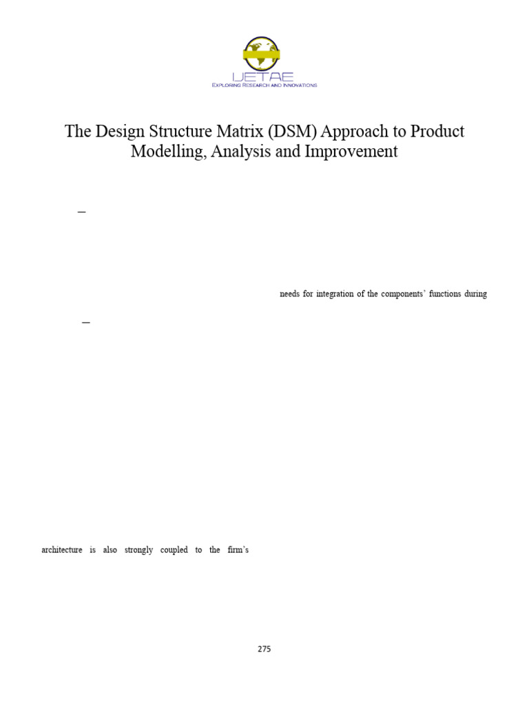 2015 The Design Structure Matrix (DSM) Approach To Product | PDF ...