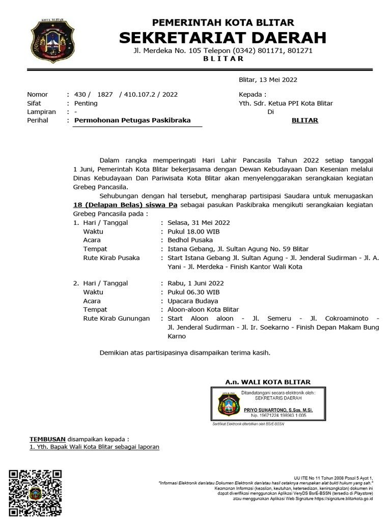 Surat PPI Mohon Paskibraka | PDF