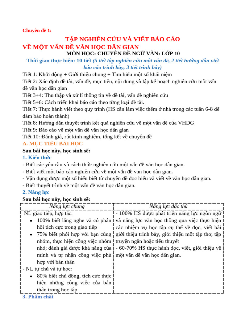 Giao An Chuyen de Van 10 KNTT | PDF