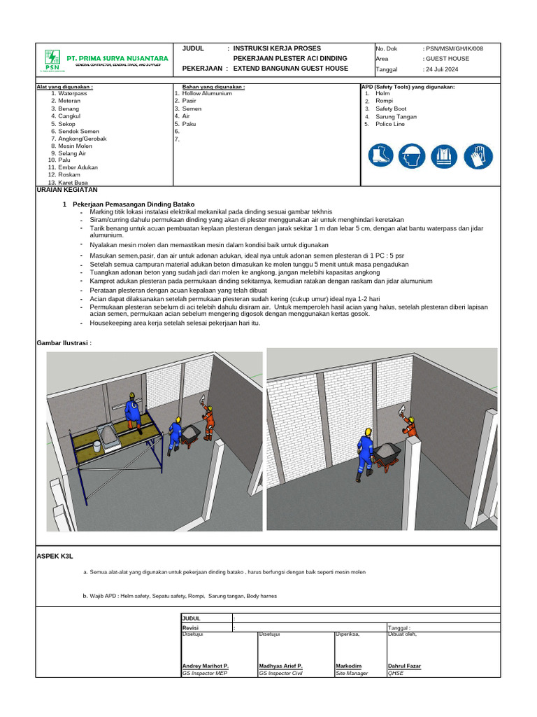 Ik Pekerjaan Plester Aci Dinding | PDF