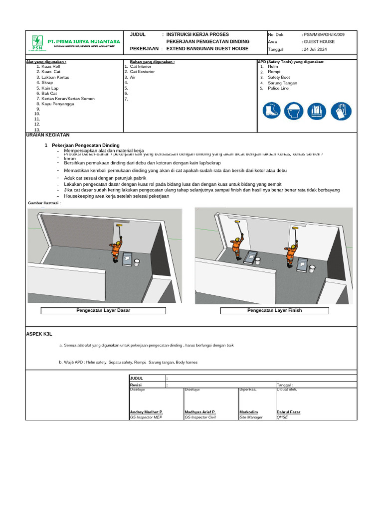 Proses Pengecatan Dinding Guest House | PDF