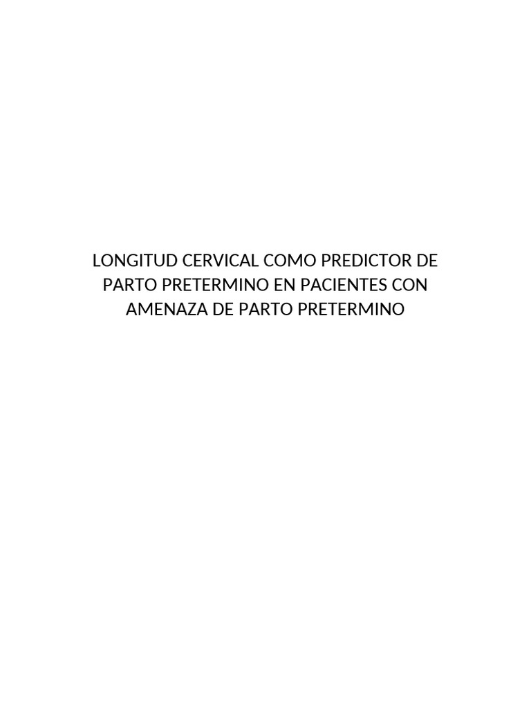 Longitud Cervical Como Predictor de Parto Pretermino | PDF ...
