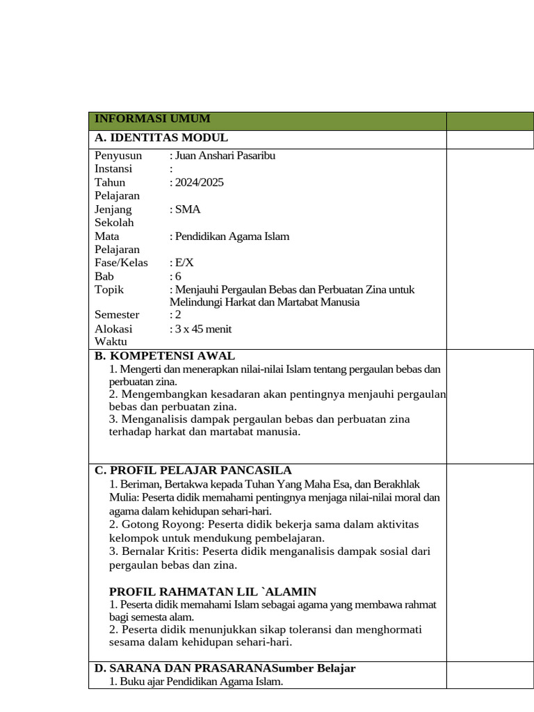 Modul Ajar Juan PSB | PDF