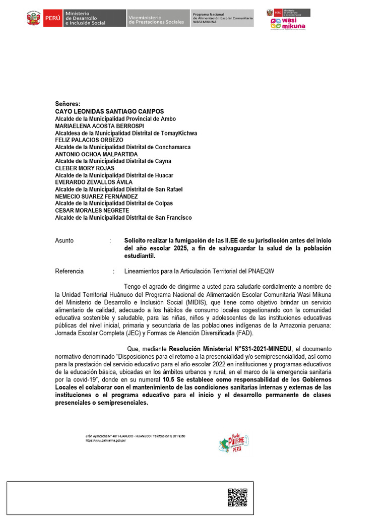 OFICIO MULTIPLE N 0004-2025-MIDIS-WM-UTHNC ok | PDF | Saneamiento ...