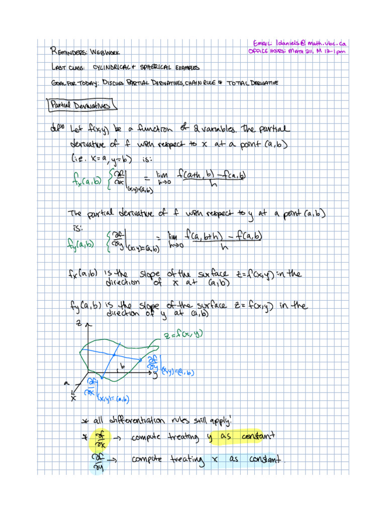 Lecture 9 - Partial Derivatives | PDF