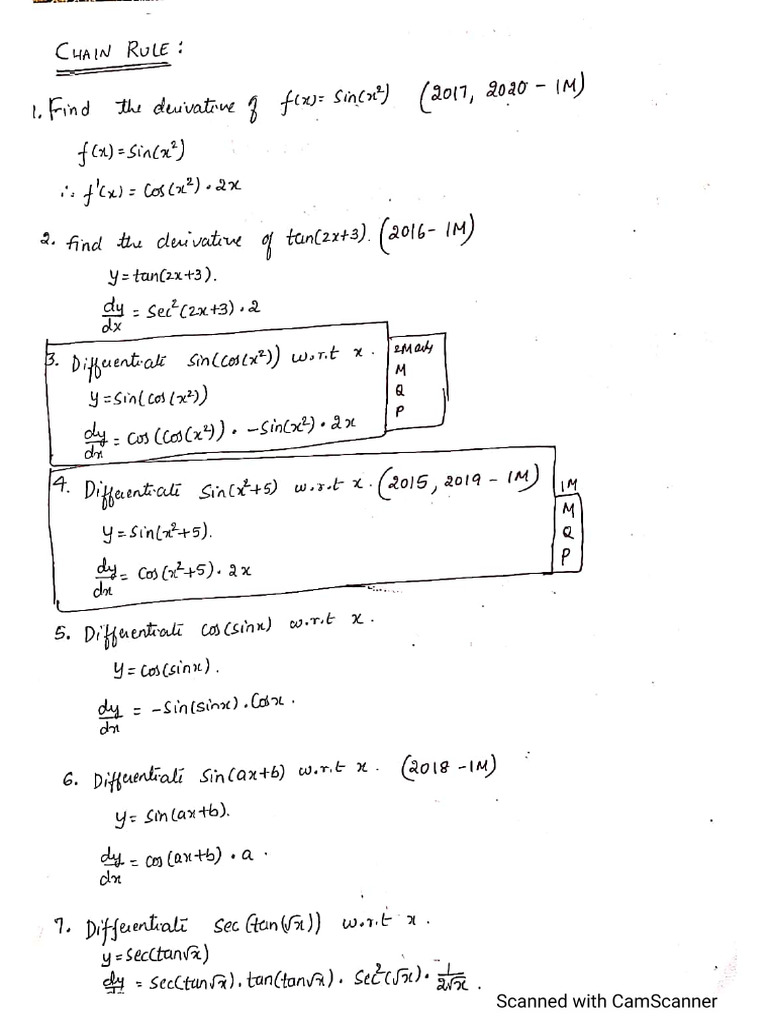 Chain Rule Practice Questions | PDF