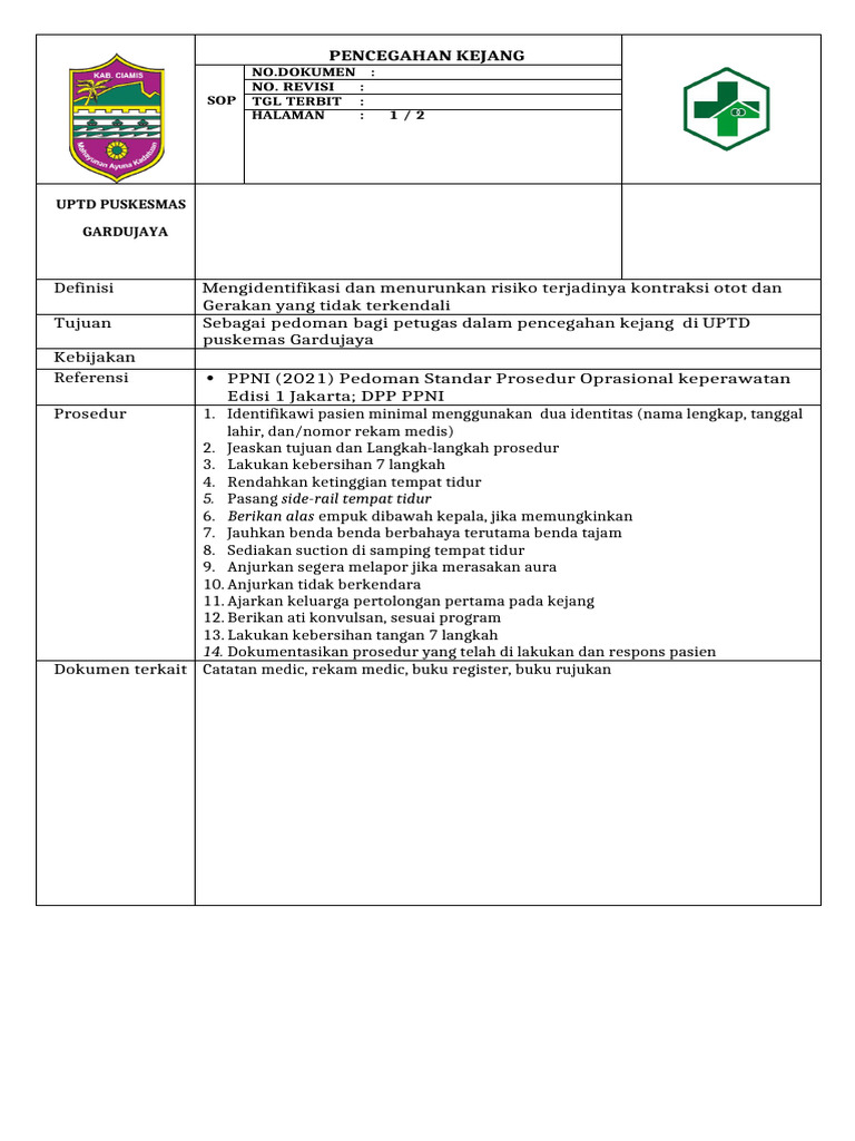 Sop Pencegahan Kejang | PDF