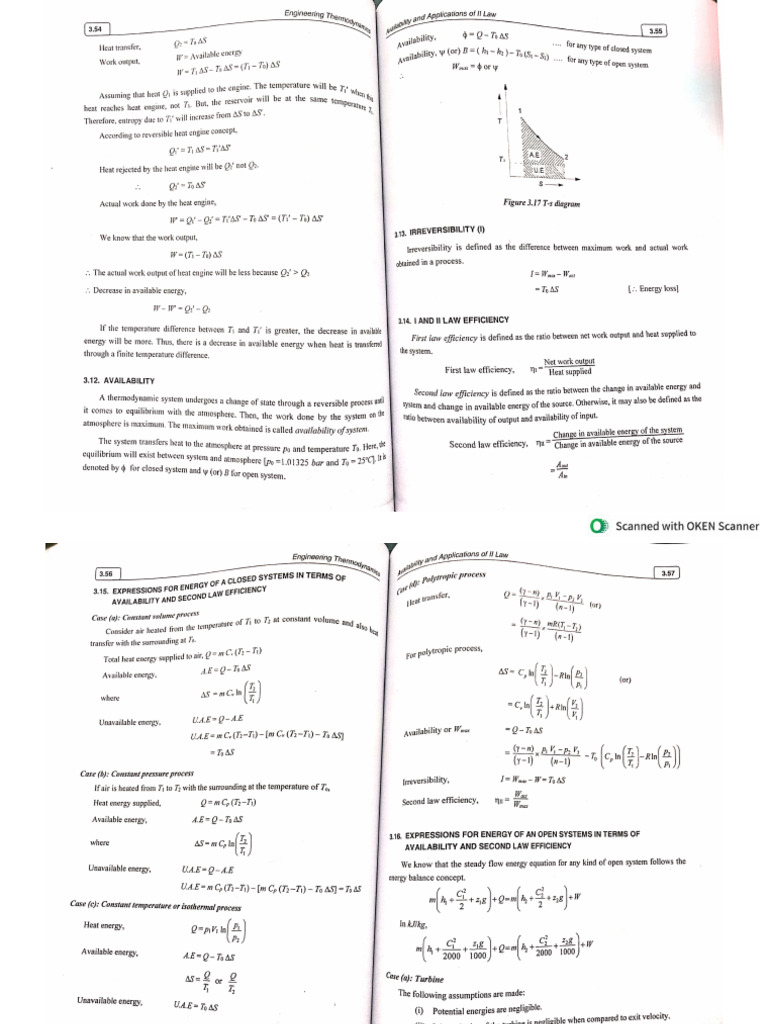 Unit - 3 Availability, Irreversibility, I & II Law of Efficiency | PDF