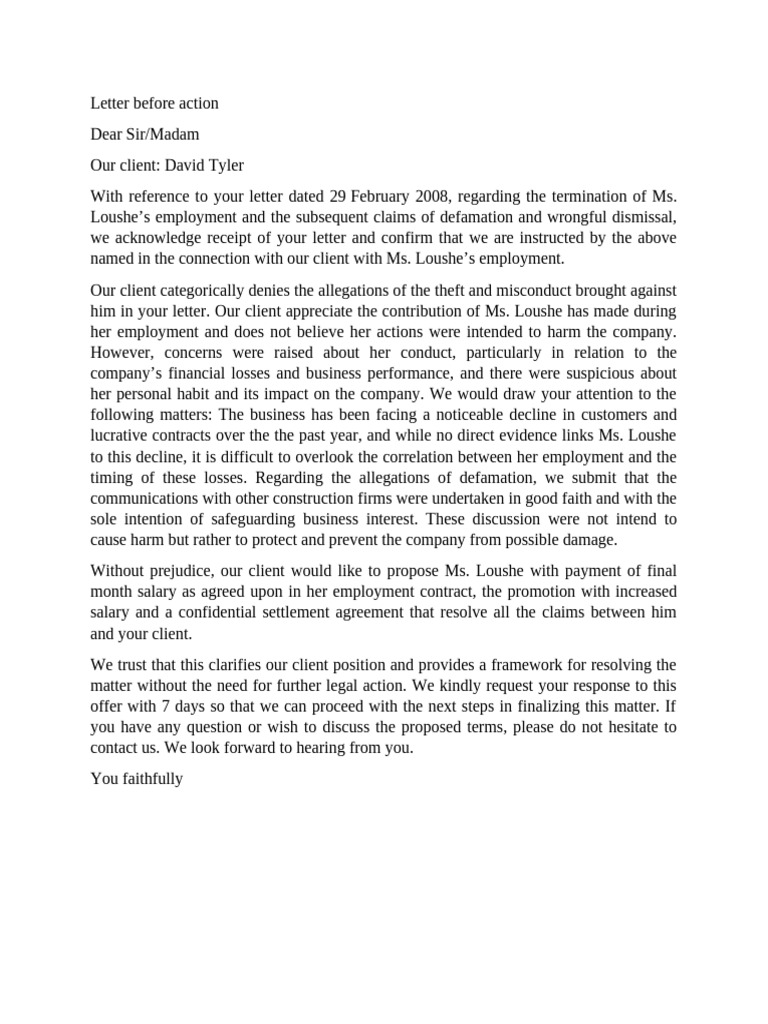Letter Before Action | PDF