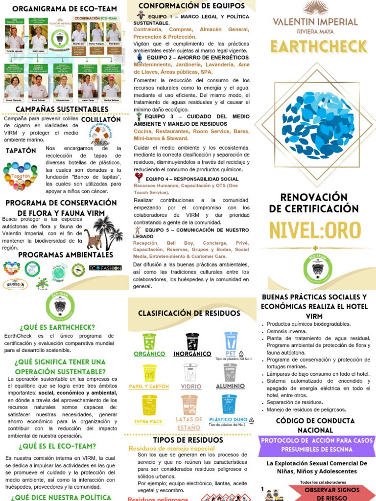 TrÃ Ptico EarthCheck 2024 | PDF | Sustentabilidad | Residuos