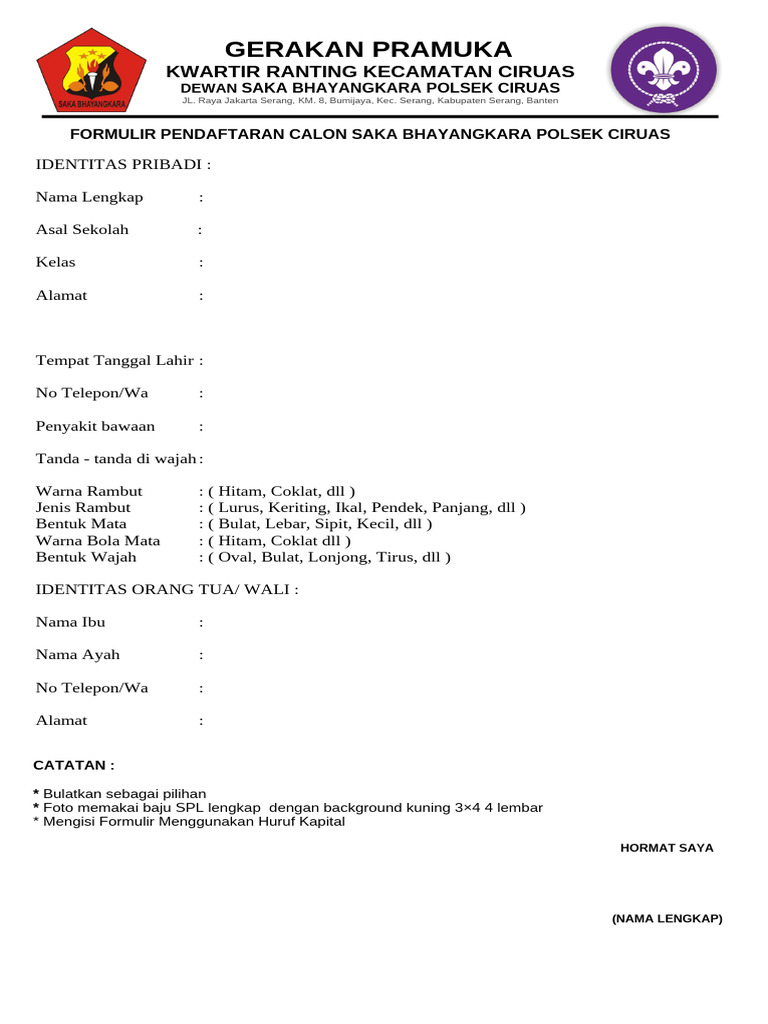 Formulir Pendaftaran Skb-1 | PDF