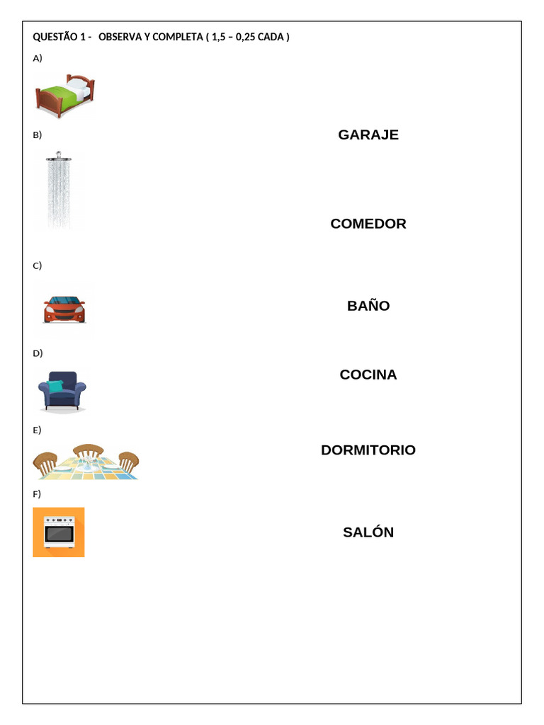 Actividades de Vocabulario de Casa | PDF