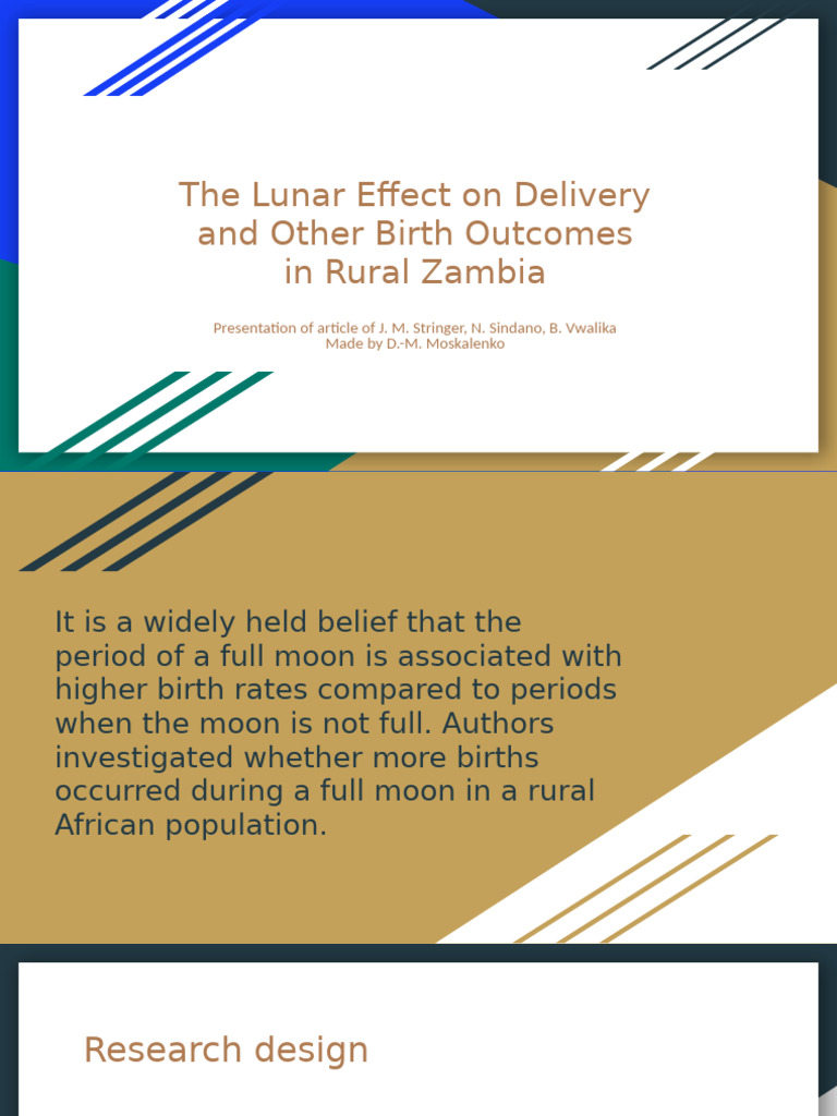 The Lunar Effect On Delivery and Other Birth Outcomes in Rural Zambia | PDF