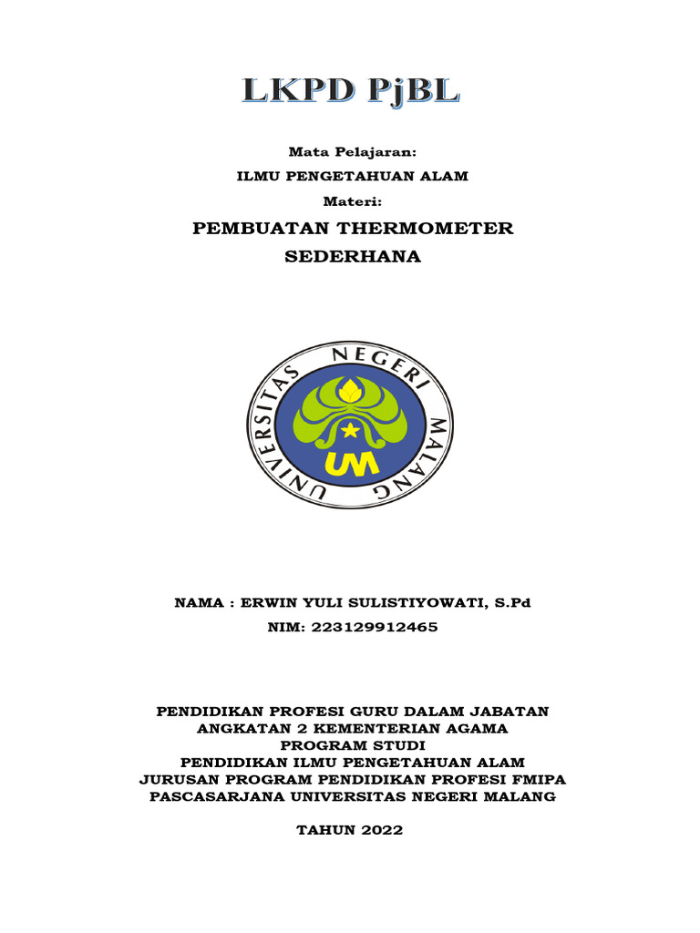 LKPD PJBL Termometer Sederhana | PDF