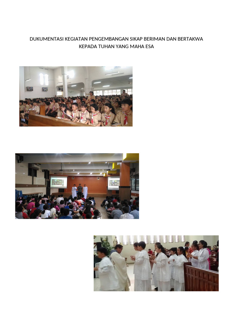 DUKUMENTASI KEGIATAN PENGEMBANGAN SIKAP BERIMAN DAN BERTAKWA KEPADA TUHAN YANG MAHA ESA | PDF