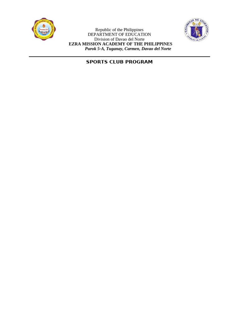 SPORTS CLUB ACTIVITY DESIGN | PDF | Sports | Teachers