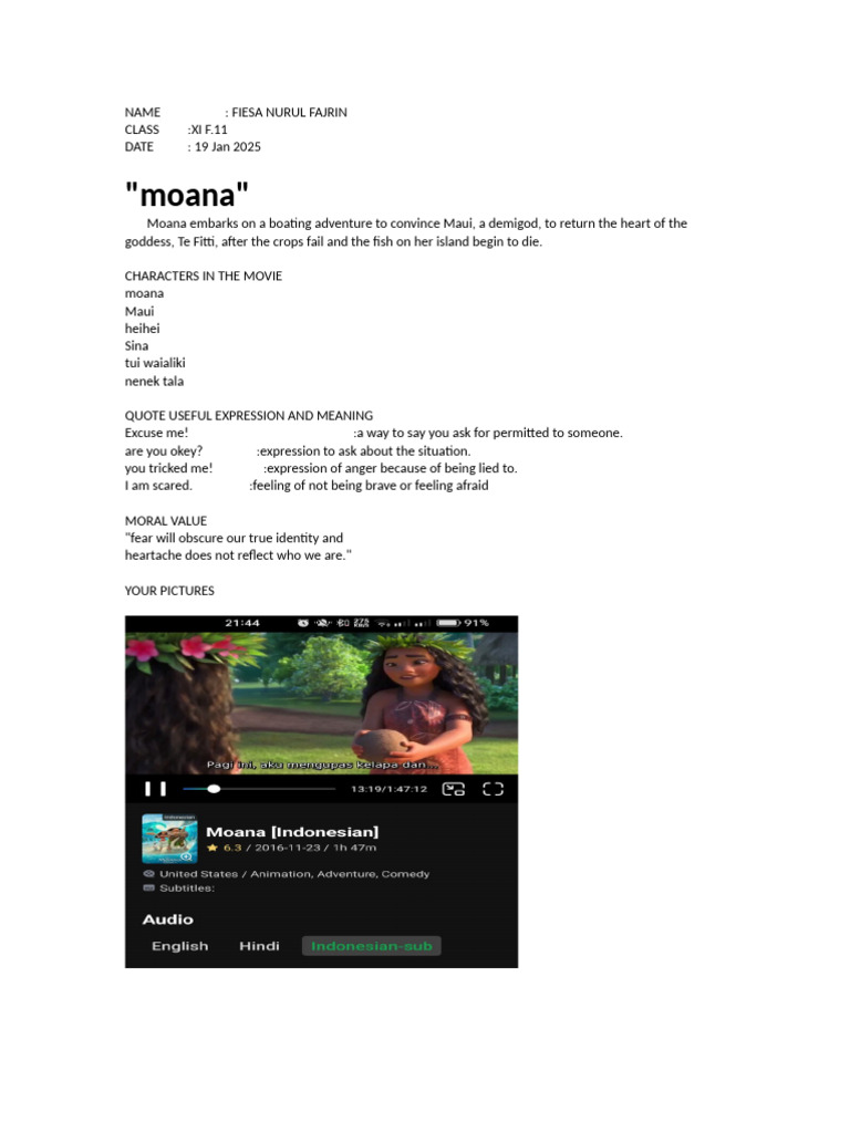 Moana Movie Summary & Key Insights | PDF