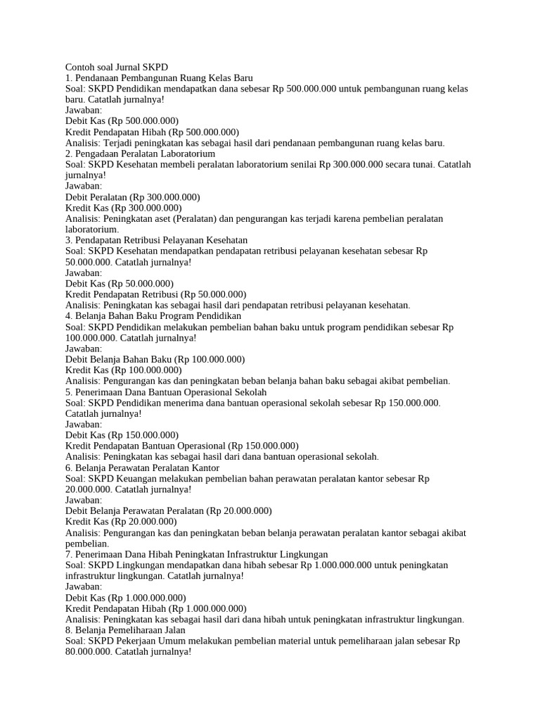 Contoh Soal Jurnal SKPD | PDF