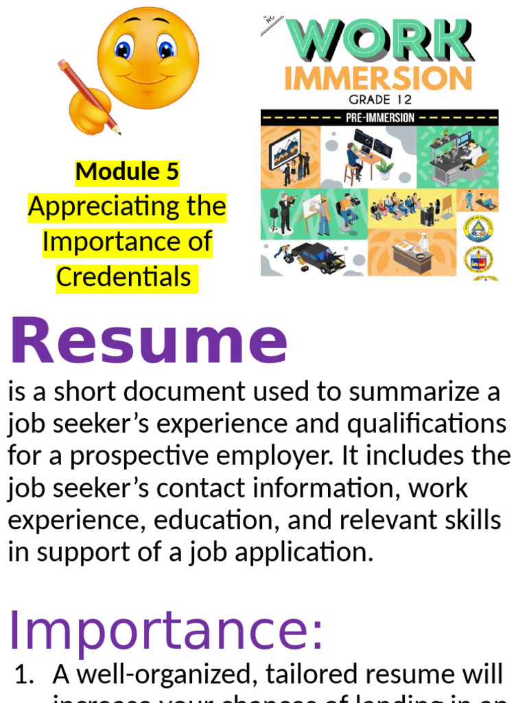 WORK IMMERSION Module 5 | PDF | Résumé