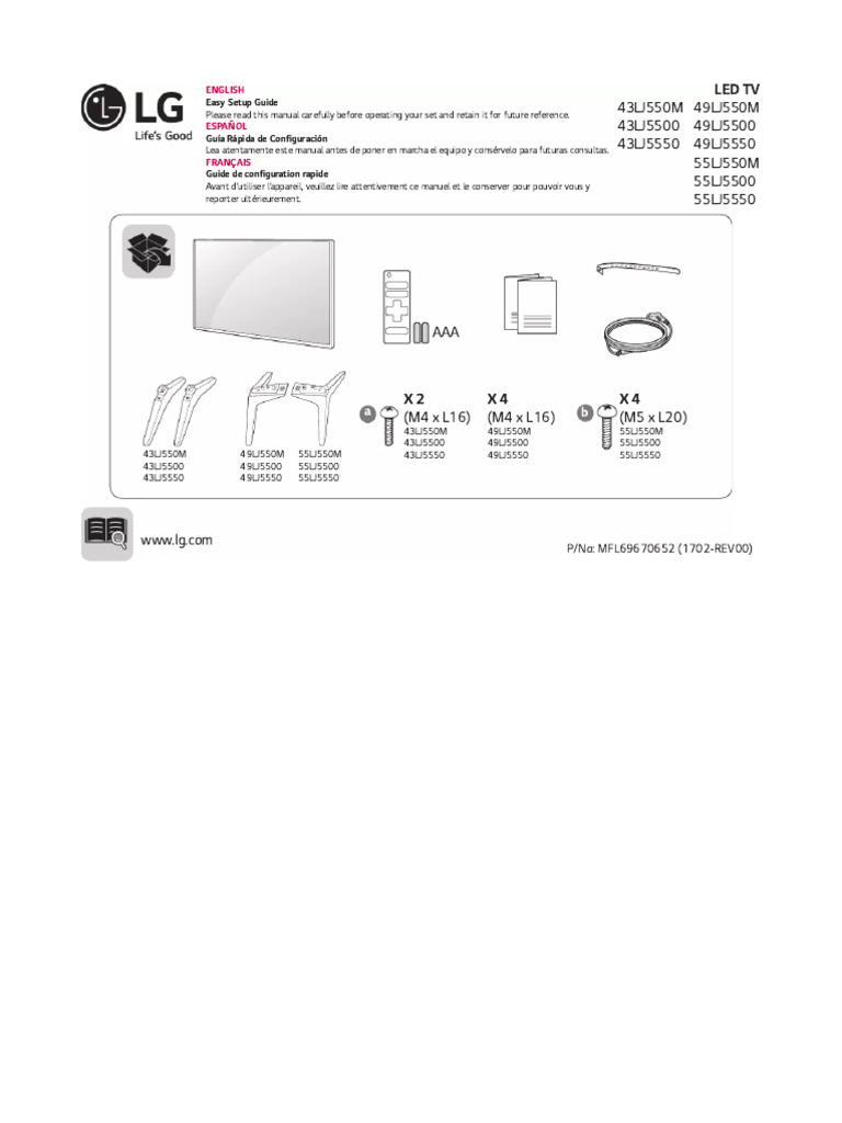 Manual de Usuario LG 43LJ5500 (Español - 61 Páginas) | PDF