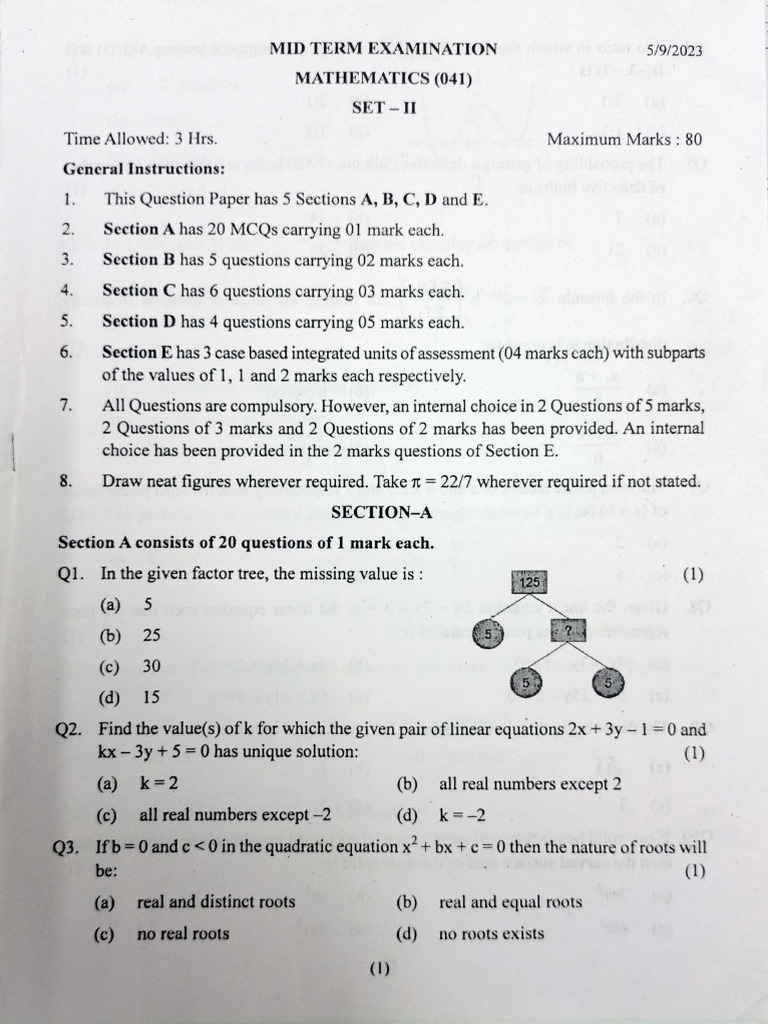 Math Midterm Exam Paper | PDF | Geometry