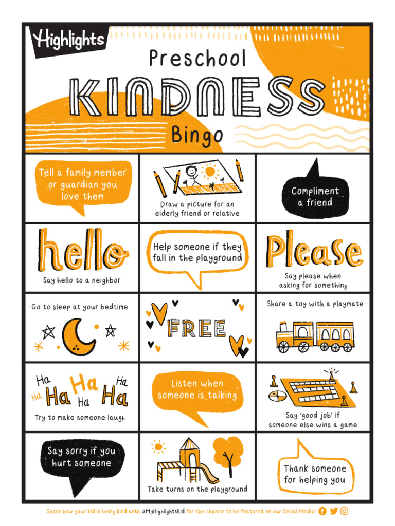 Preschool Kindness Bingo 0 | PDF