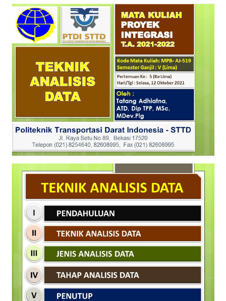Kuliah Ke 5 PI Teknik Analisis Data Selasa PDF | PDF