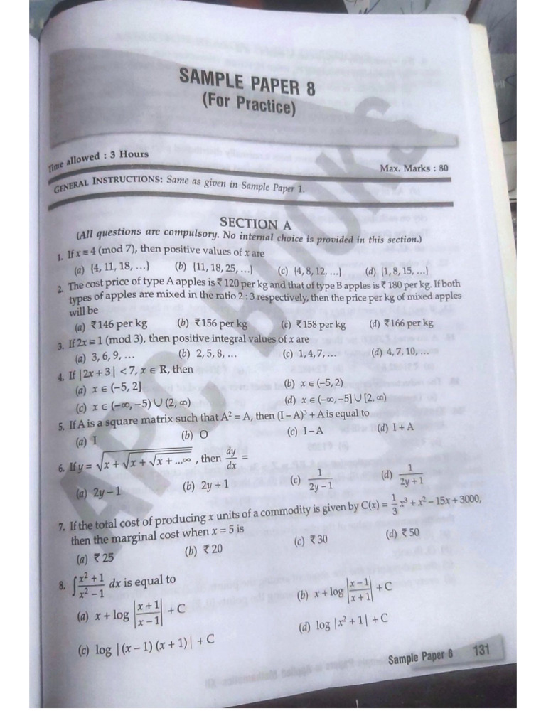 Sample Paper Applied Math | PDF