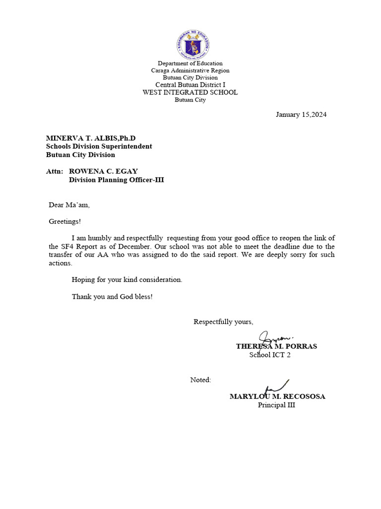 Letter Request To Reopen | PDF