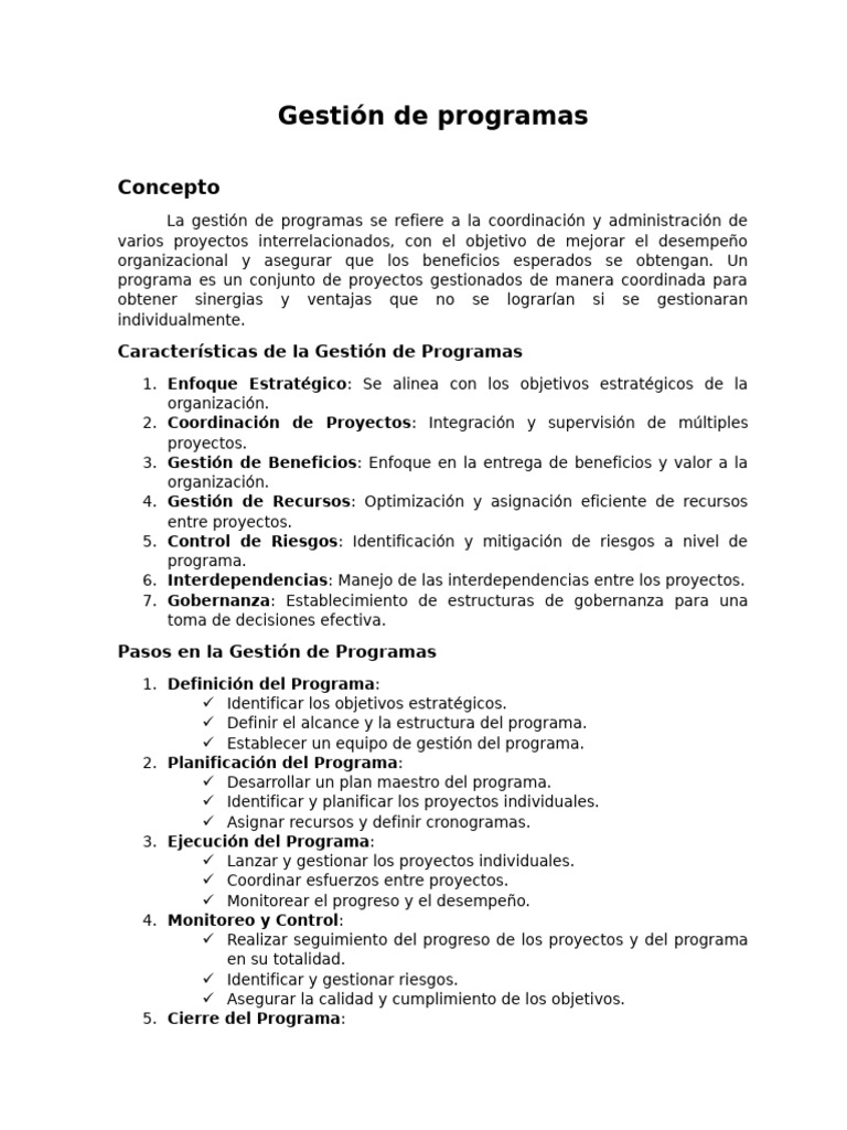 Admon de Proyectos GESTION DE PROGRAMA | PDF | Planificación | Software