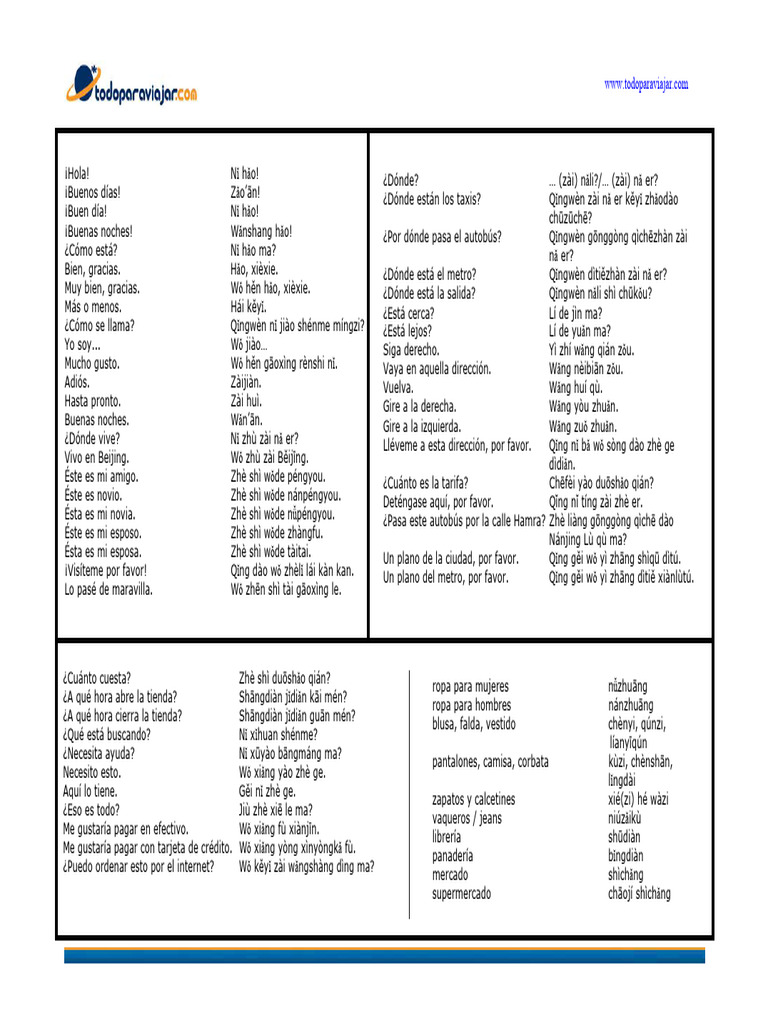 Guía de Bolsillo de Palabras Básicas Español-Chino Autor Todoparaviajar ...