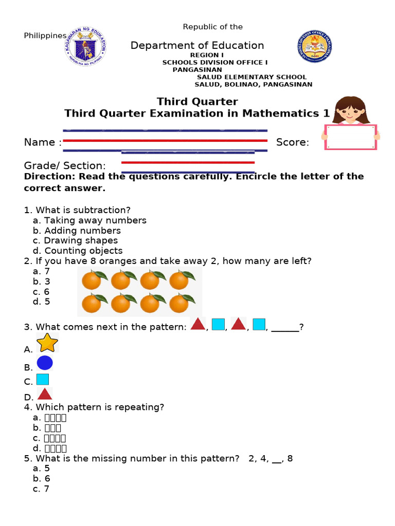 Math Third Quarter Exam | PDF | Mathematics
