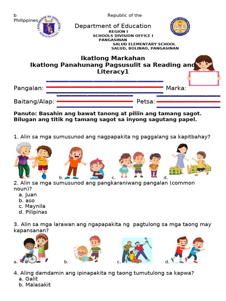 Reading N Literacy Third Quarter Exam | PDF
