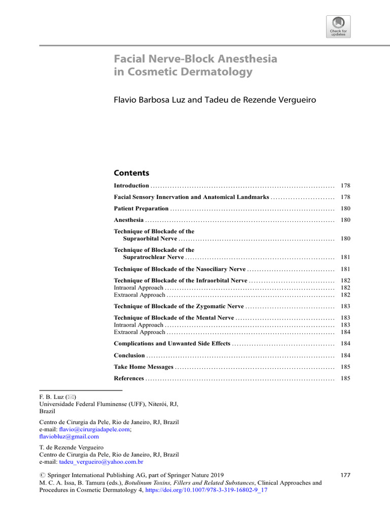 Facial Nerve Block Anesthesia in Cosmeti | PDF | Human Nose | Anesthesia