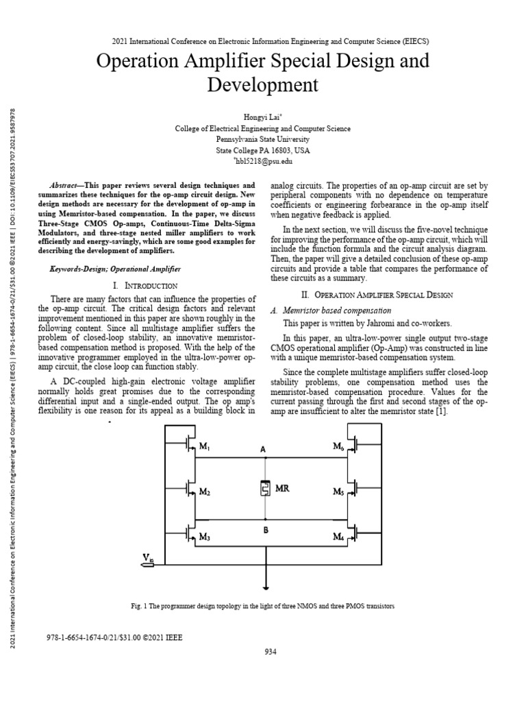Operation Amplifier Special Design and Development | PDF | Operational ...
