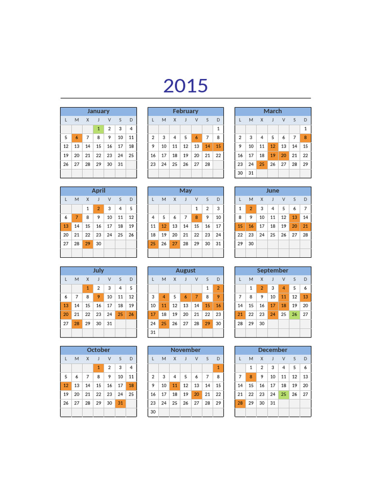 Calendario de Eventos 2015 | PDF
