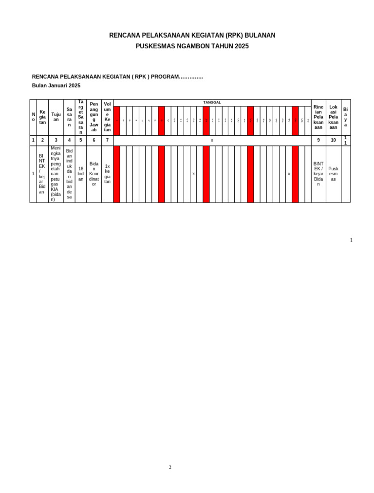 RPK BULANAN 2024 - KOSONGAN | PDF