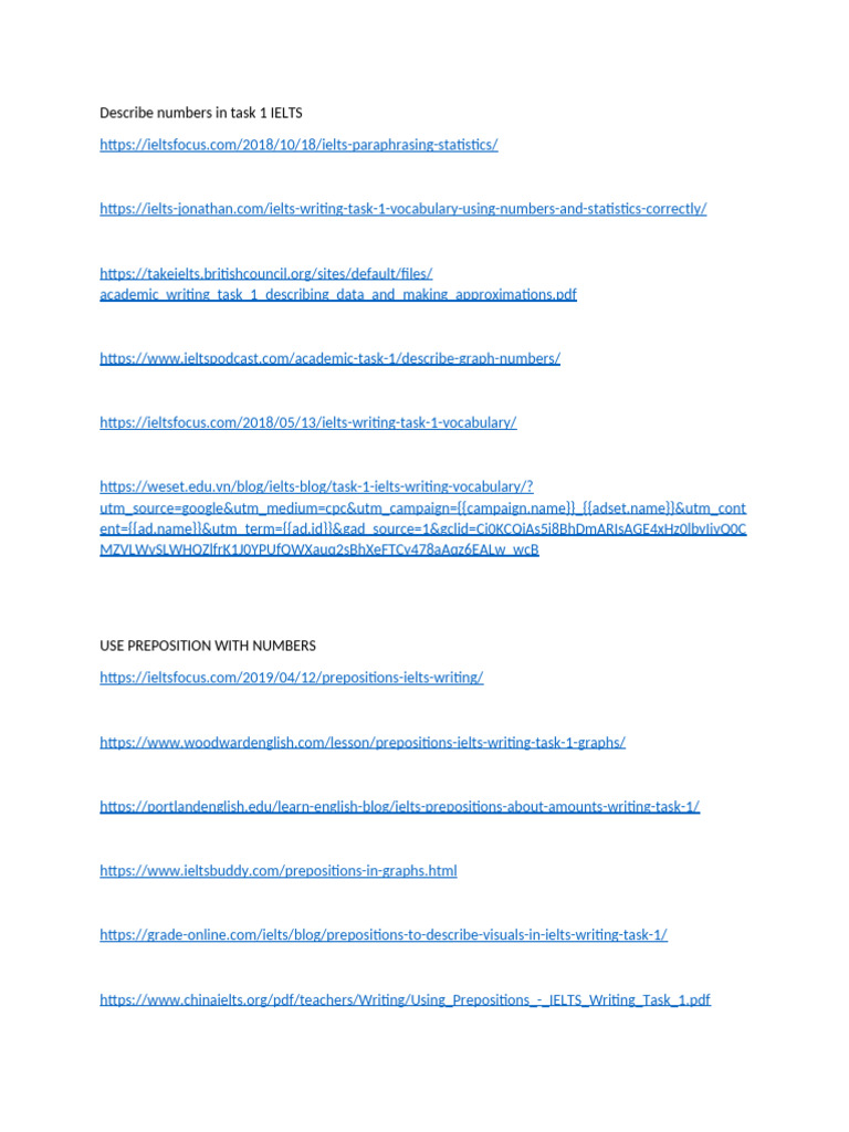 Describe Numbers in Task 1 IELTS | PDF