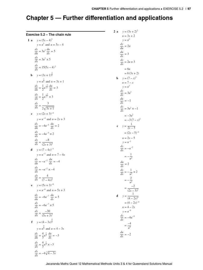 Chapter 05 - SOLUTIONS Further Differentiation and Applications | PDF ...