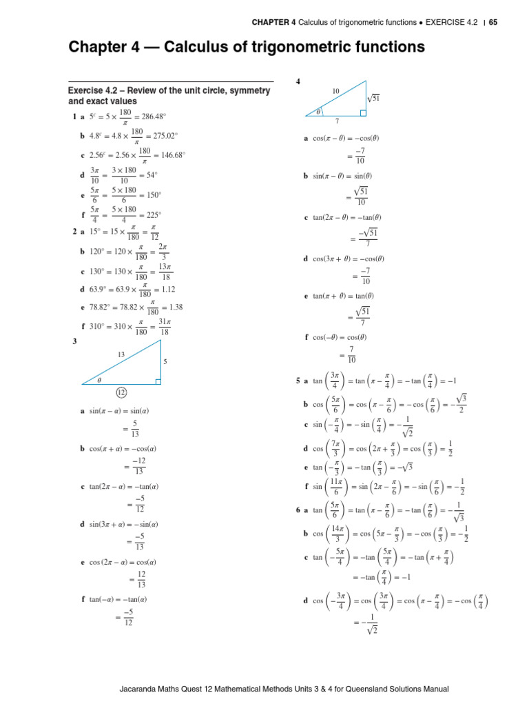 Chapter 04 Solutions Calculus Of Trigonometric Functions Pdf Pi Trigonometric Functions