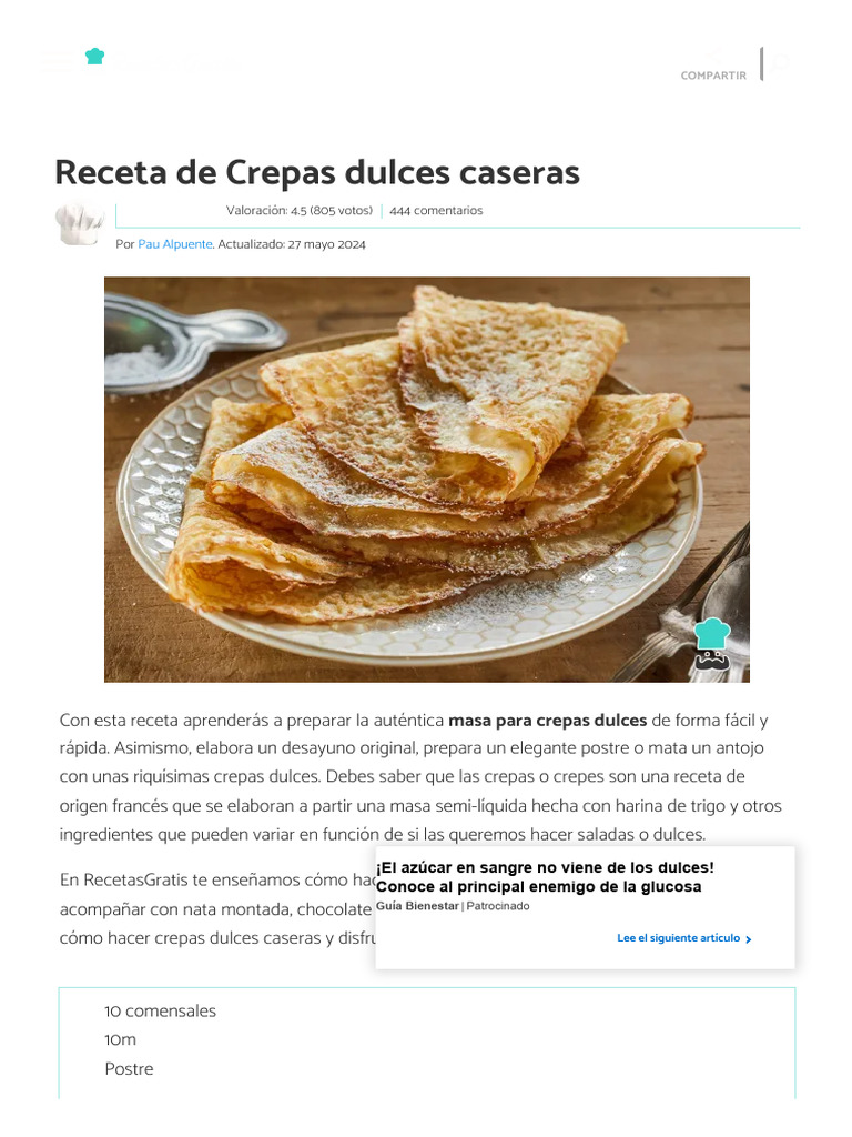 Crepas dulces caseras fáciles y rápidas | PDF | Tortita | Postres